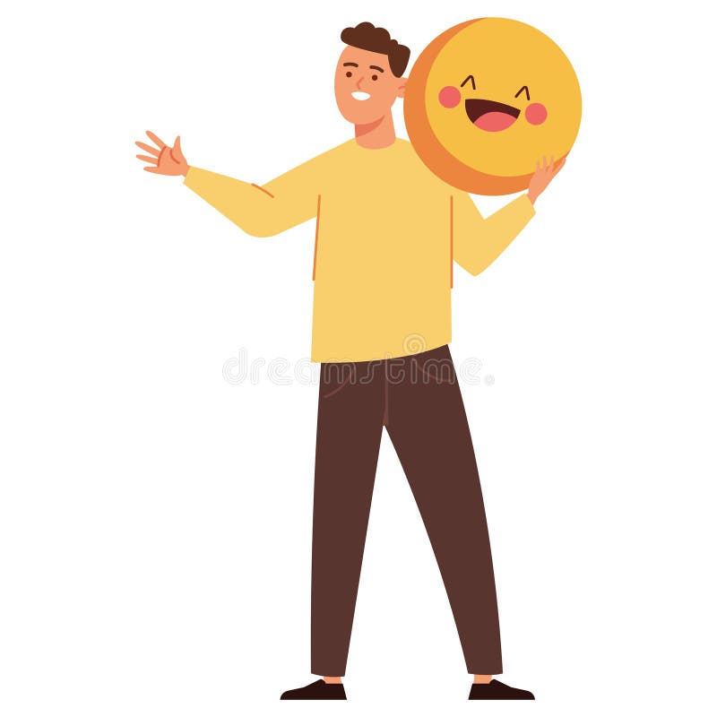 Happy man with smile emoji stock vector. Illustration of comic - 319047227