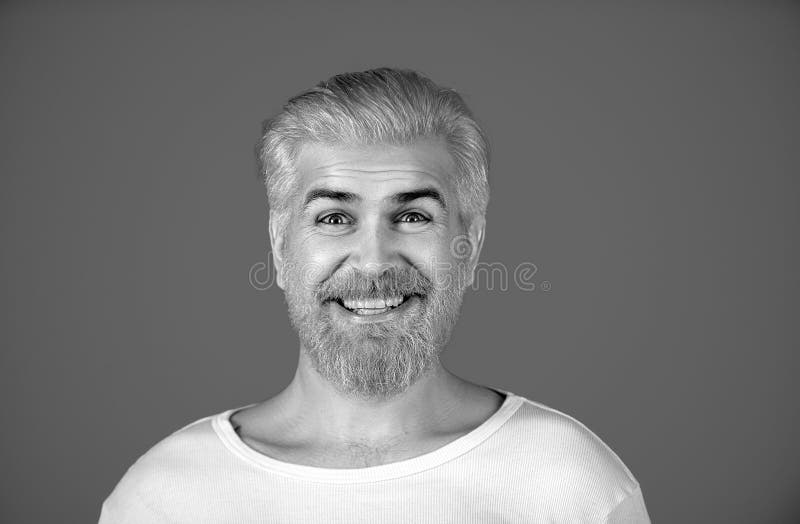 Happy Man Smile Face. Blonde Hipster with Long Beard and Moustache in ... Happy Man Smile Face. Blonde Hipster with Long Beard and Moustache in ...