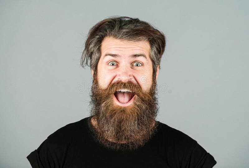Happy Man Smile Face Handsome Smiling Young Guy With Long Beard And
