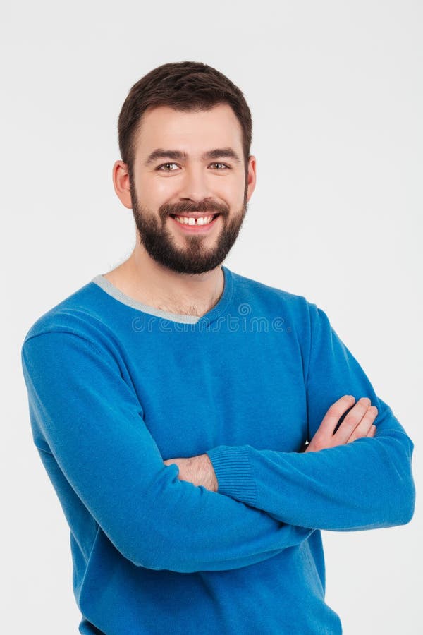 Happy Man Standing With Arms Folded Stock Image - Image of isolated ...