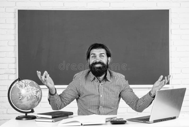 Happy Man Student Wear Shirt Use Laptop Computer Study Online Training ...