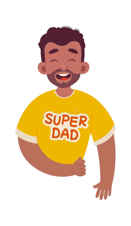 Happy Man in Super Dad T-Shirt Stock Vector - Illustration of male ...