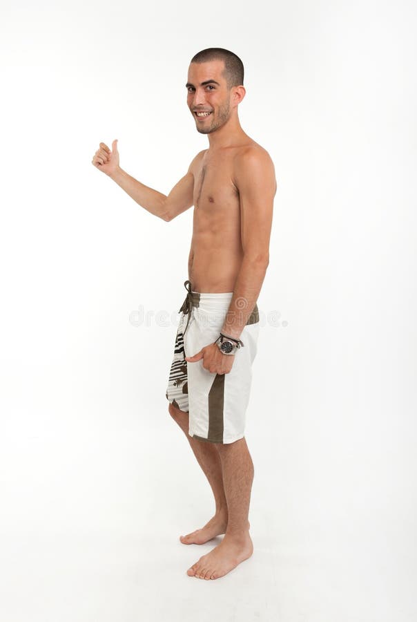 Happy Man in Swimming Trunks Stock Photo - Image of athletic, male ...