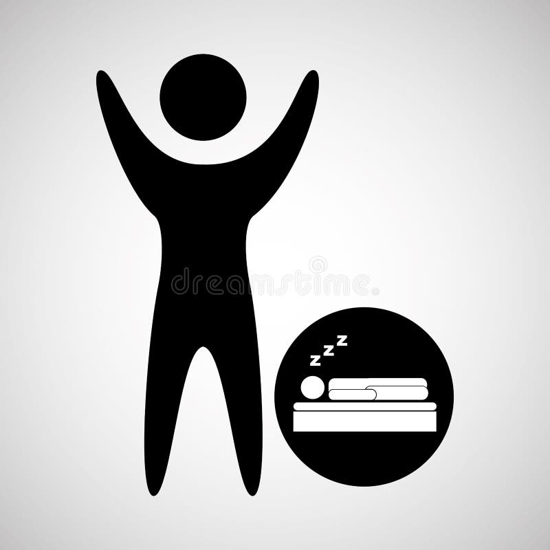 Happy Man with Symbol Sleep Dreams Icon Stock Illustration ...