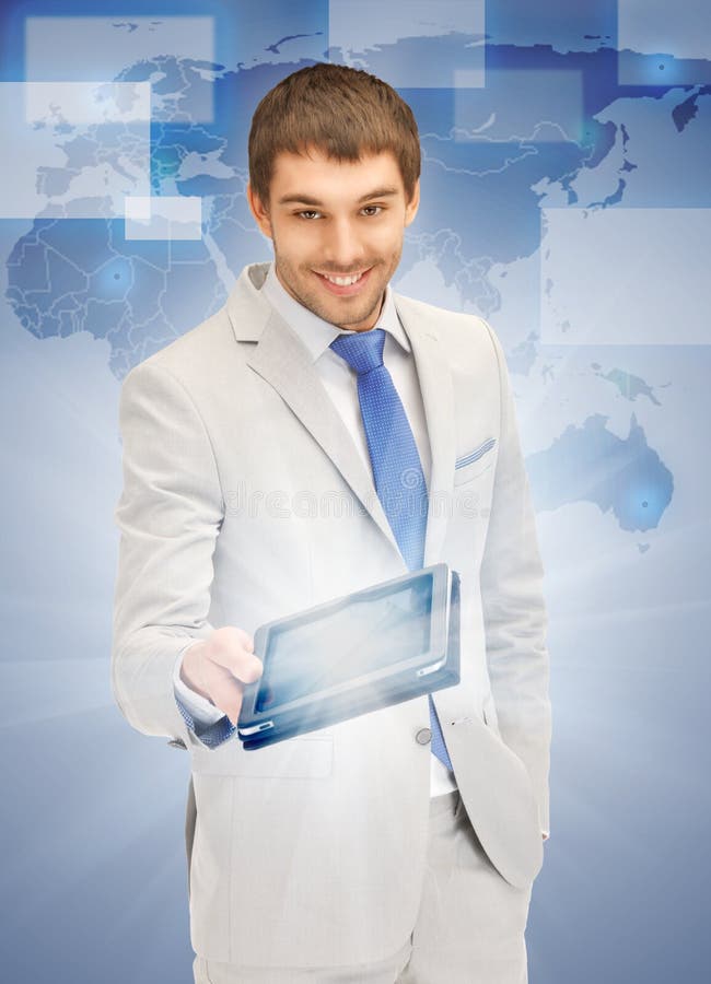 Happy Man with Tablet Pc Computer Stock Photo - Image of partner ...