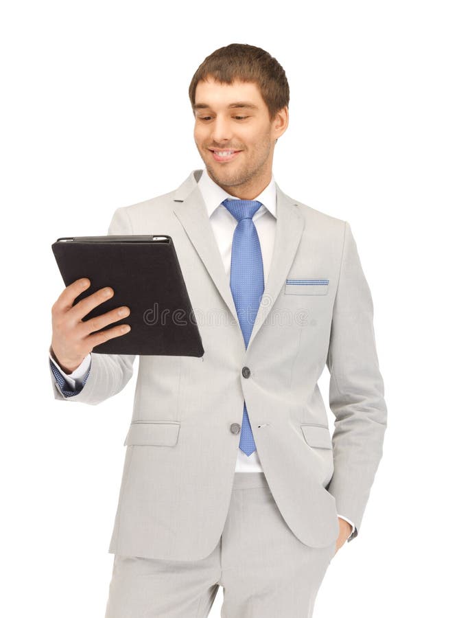 Happy Man with Tablet Pc Computer Stock Photo - Image of people ...