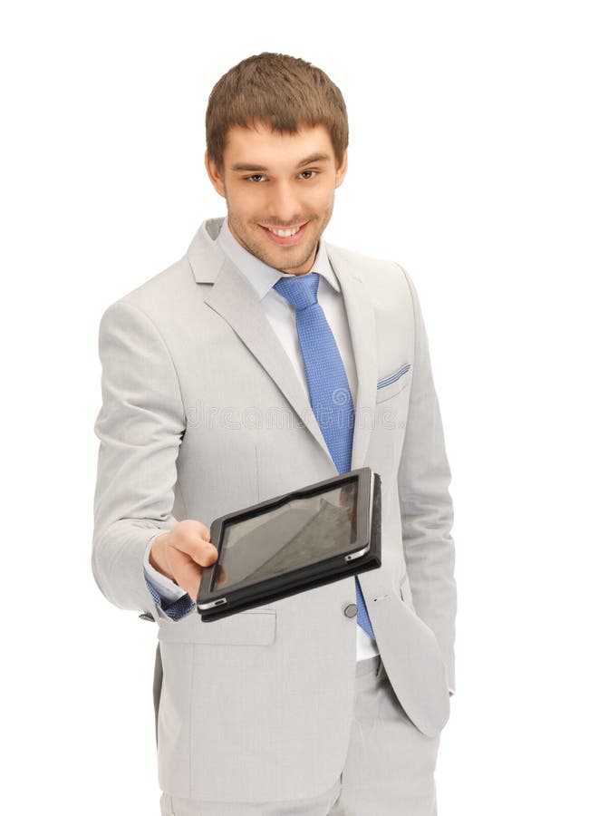 Happy Man with Tablet Pc Computer Stock Image - Image of computer ...