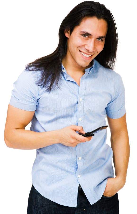 Happy man text messaging stock image. Image of person - 9211085