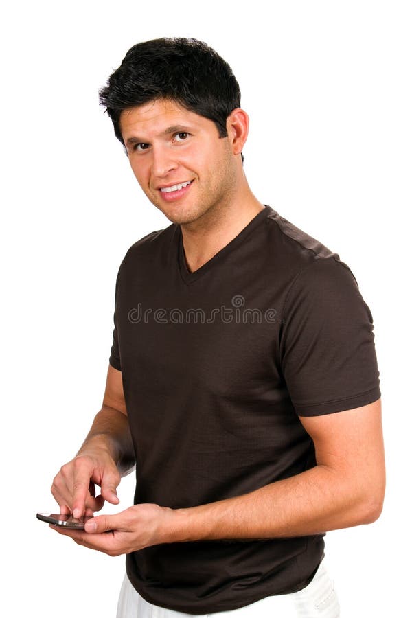 Happy Man Texting stock photo. Image of holding, texting - 45466906