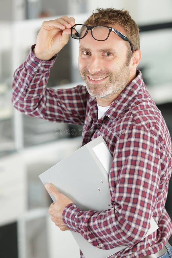 Happy Man with Thinking Face Looking at Camera Stock Photo - Image of ...