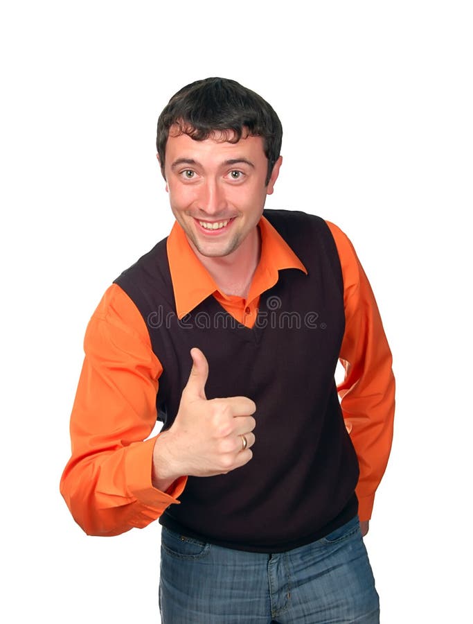 Happy man with thumb up stock image. Image of waistcoat - 5522161