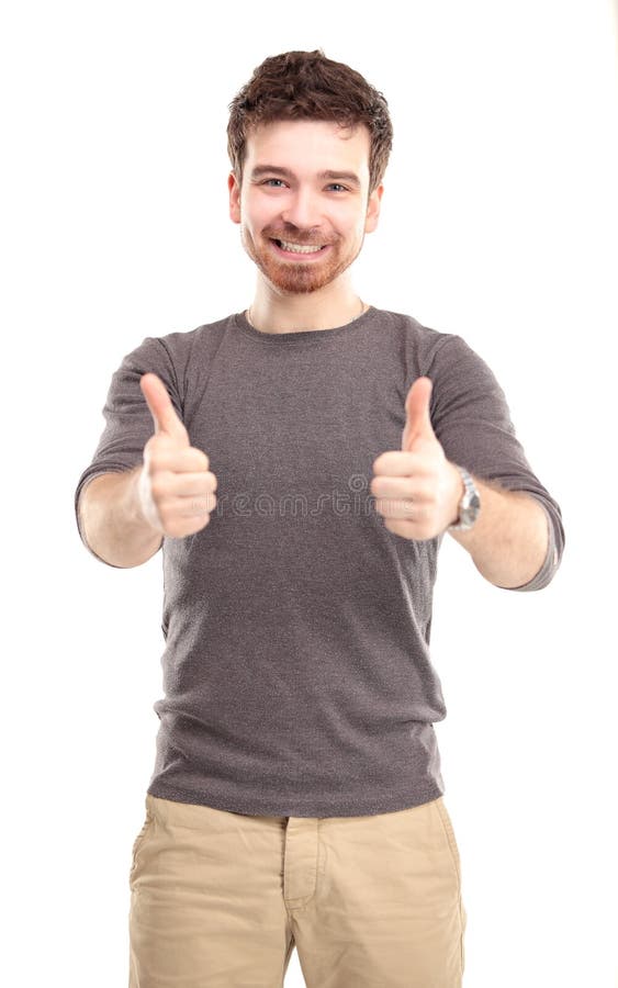 Happy Man with Thumbs Up Gesture Stock Image - Image of great, handsome ...