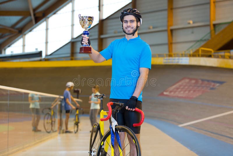 Happy man with trophy stock image. Image of light, trophy - 261513511