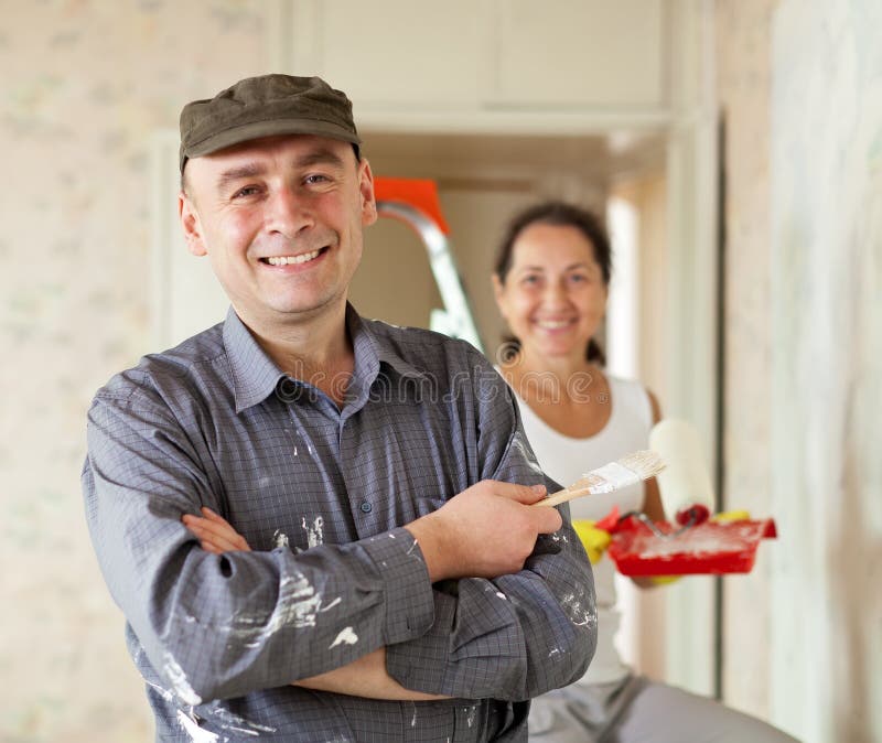 Portrait of Happy Painter stock photo. Image of active - 46380136