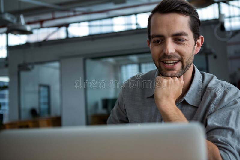 Happy Man Working on Laptop Stock Photo - Image of cheerful ...