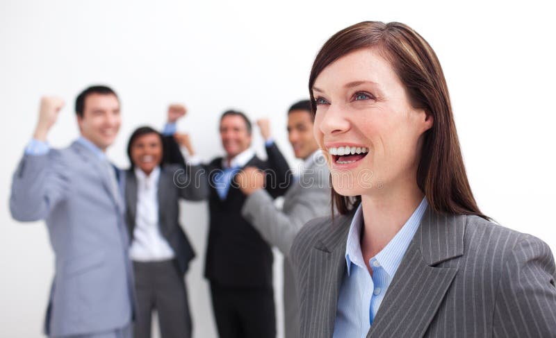 Happy Manager Clapping in a Presentation Stock Image - Image of male ...
