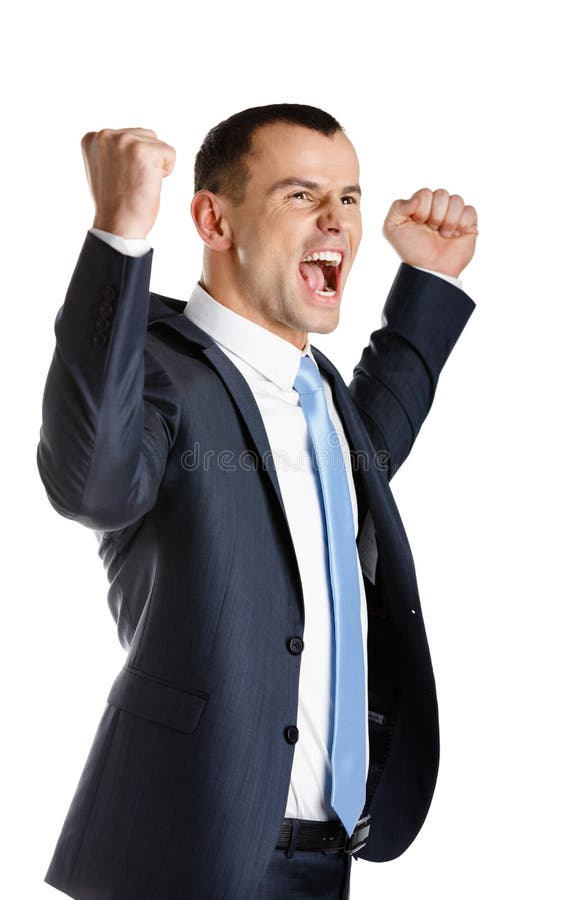 Happy Manager with Fists Up Stock Photo - Image of glad, executive ...