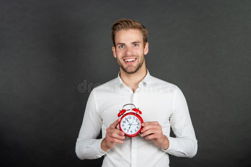 Happy Manager Hold Alarm Clock. Business Punctuality Stock Image ...