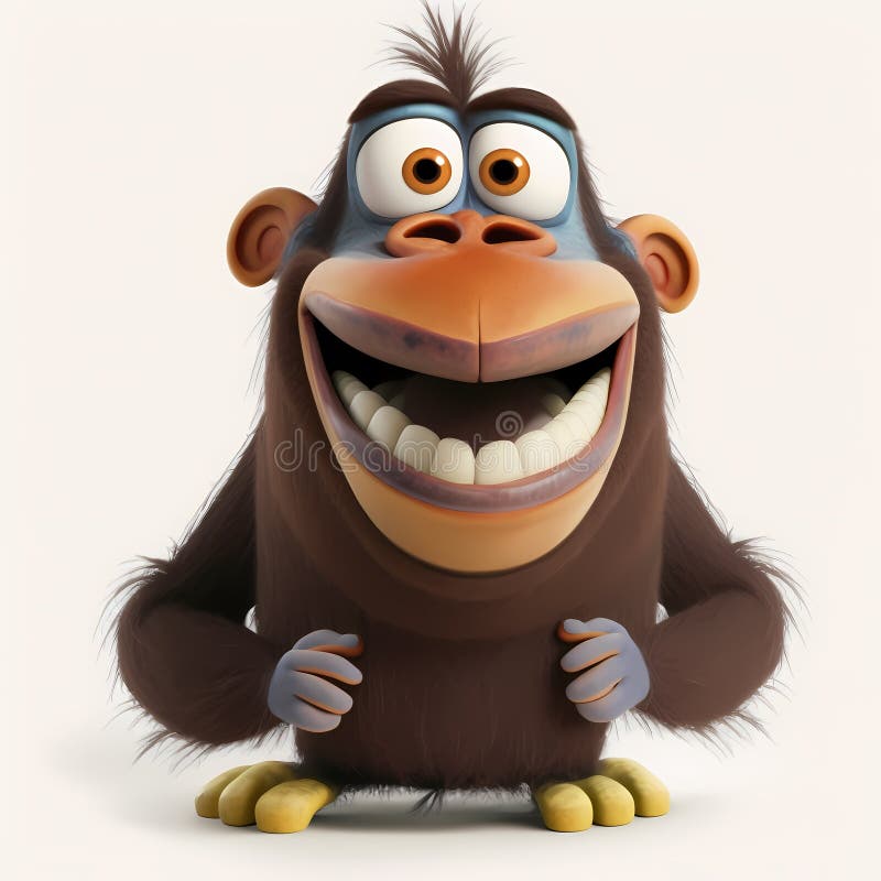 Happy Mandrill Cartoon. Generative AI Stock Illustration - Illustration ...