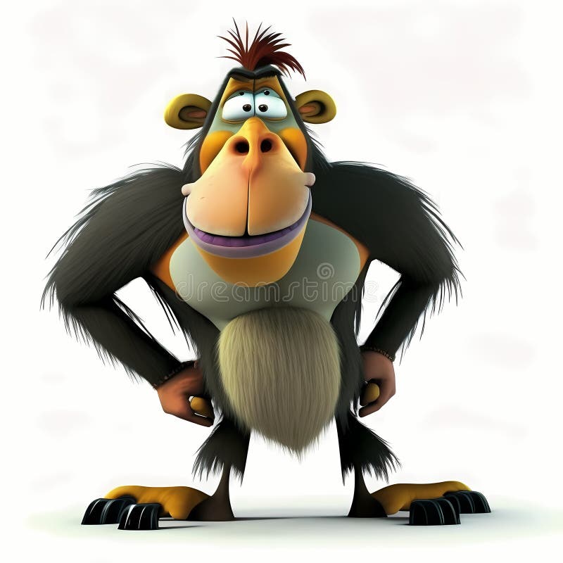 Happy Mandrill Cartoon. Generative AI Stock Illustration - Illustration ...