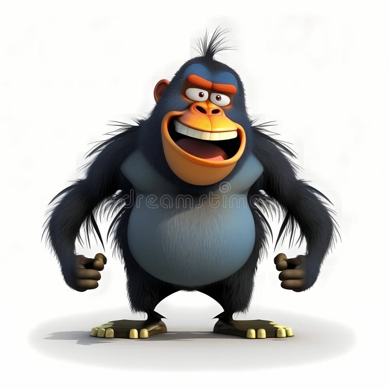 Happy Mandrill Cartoon. Generative AI Stock Illustration - Illustration ...