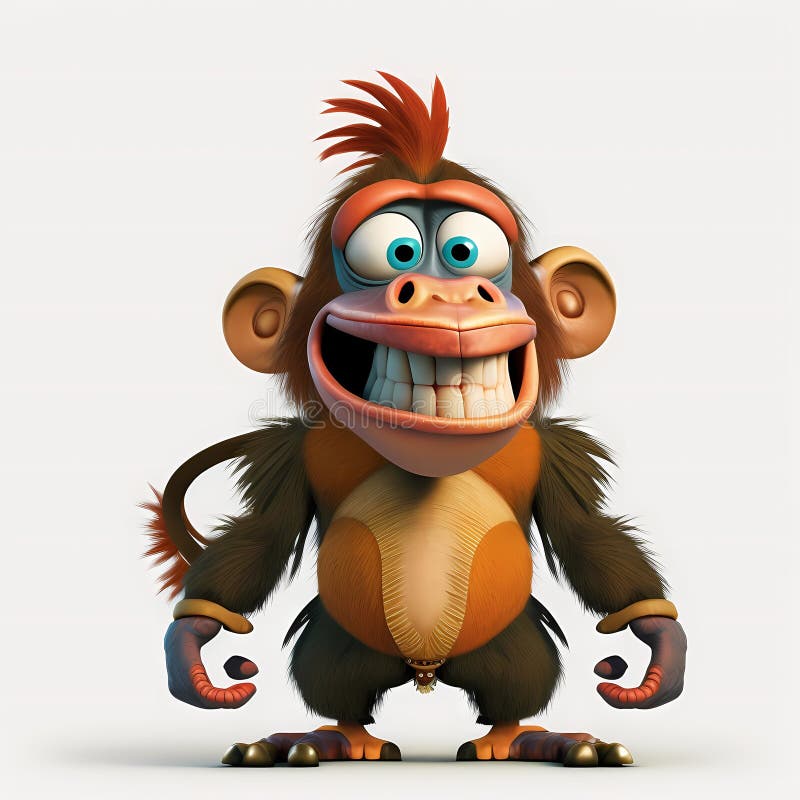 Happy Mandrill Cartoon. Generative AI Stock Illustration - Illustration ...
