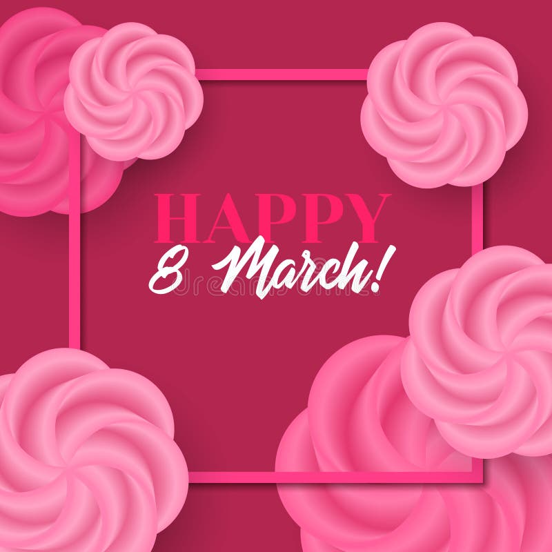 Happy 8 March. Vector Card with Frame and Roses Stock Vector ...