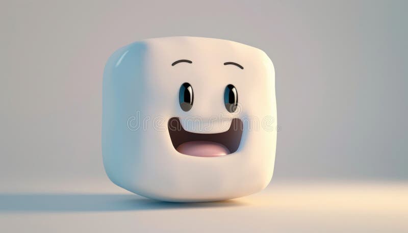 Happy Marshmallow Character Smiling with a Playful Expression in a ...