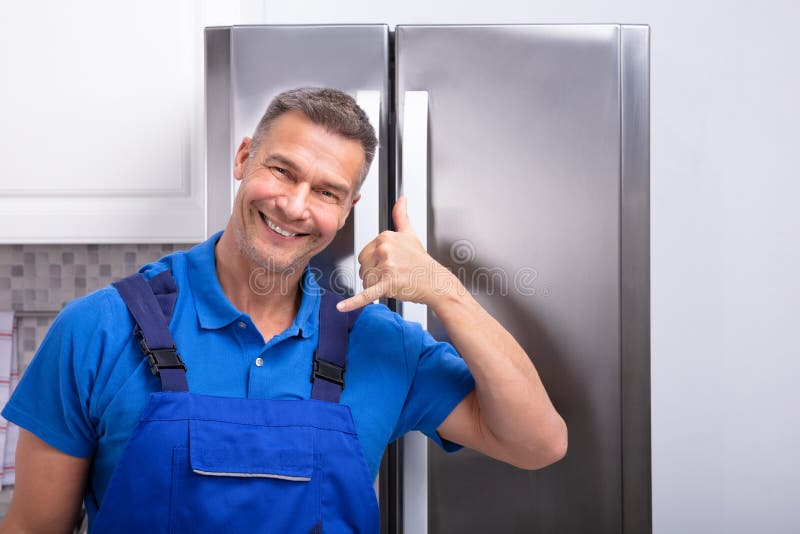 Repairman Making Refrigerator Appliance Stock Image - Image of ...