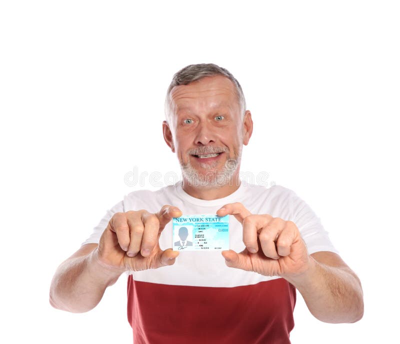 Happy Mature Man with Driving License Stock Image - Image of proof ...