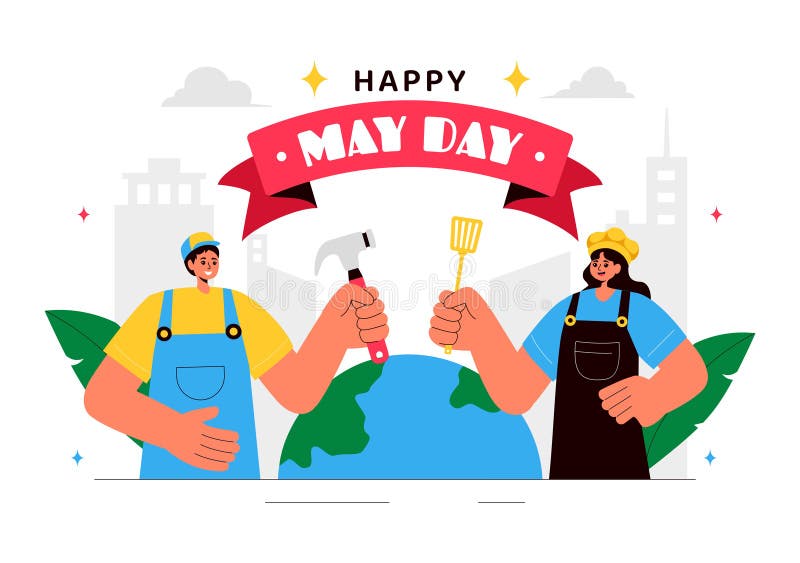 Happy May Day Vector Illustration on May 1st Featuring Various ...