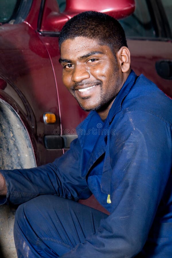 Happy mechanic stock image. Image of break, black, dirty - 7457313