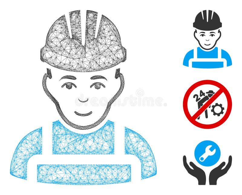 Happy Mechanic Polygonal Web Vector Mesh Illustration Stock Vector ...