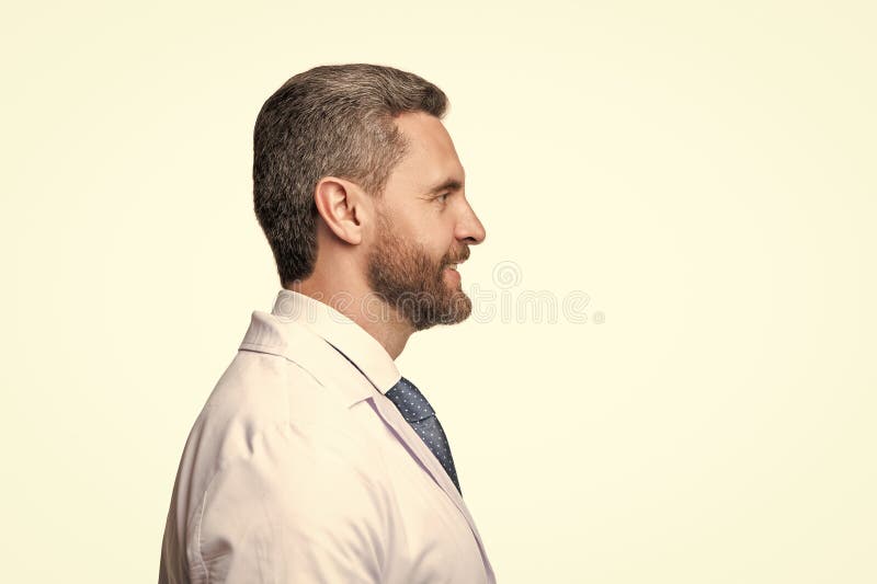 Happy Medical Worker Profile. Medical Worker Isolated on White Stock ...