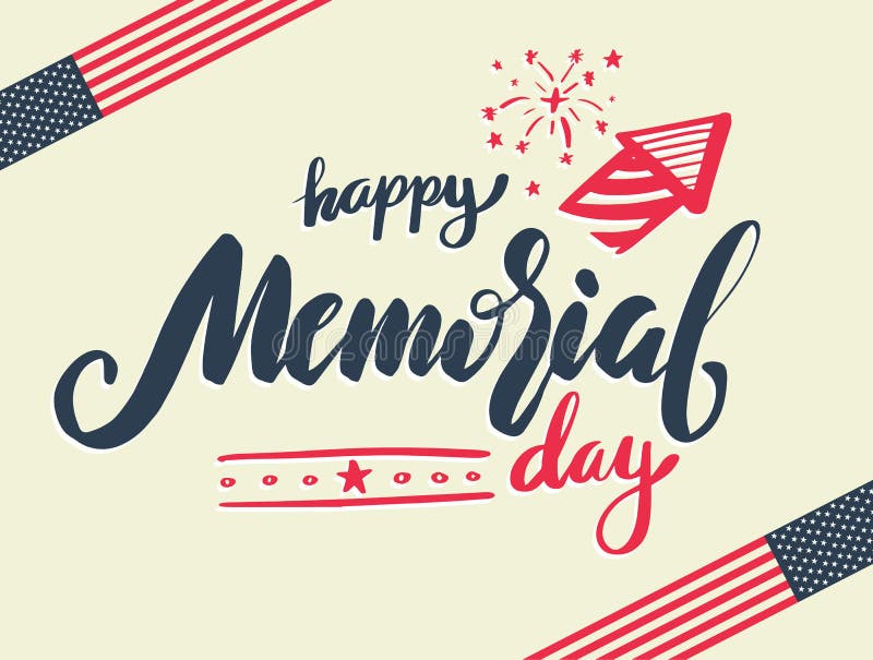 Happy Memorial Day Lettering. Stock Vector - Illustration of happy ...