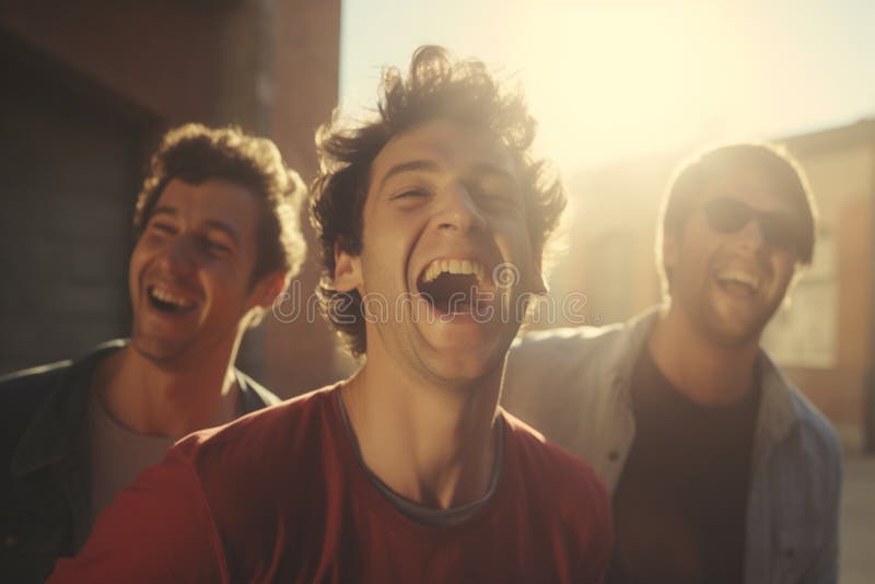 Happy Men Expressing Joy with Mouths Wide Open Stock Illustration ...
