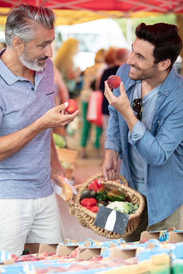 Happy men in market stock image. Image of offers, adult - 200683657