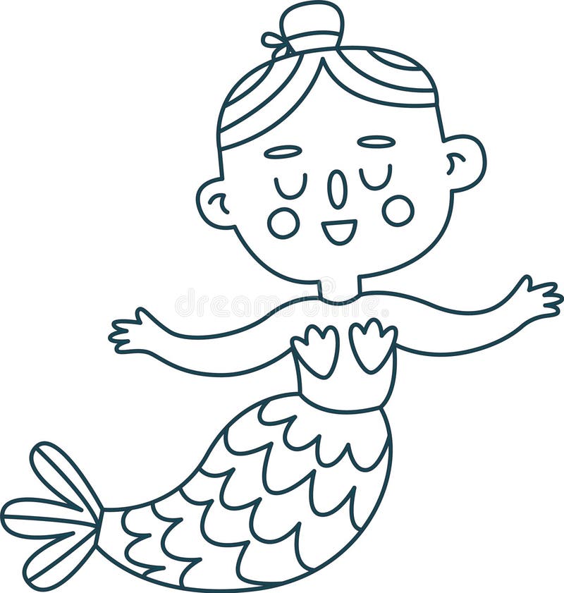 Happy Mermaid Doodle stock vector. Illustration of fantasy - 290697500