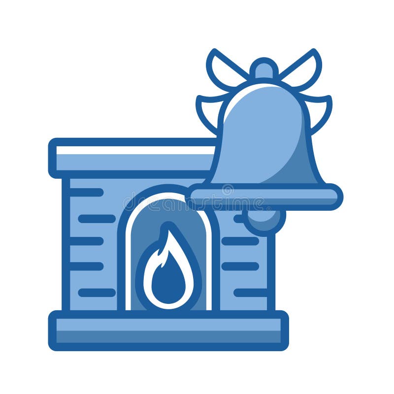 Happy Merry Christmas House with Bell Stock Vector - Illustration of ...