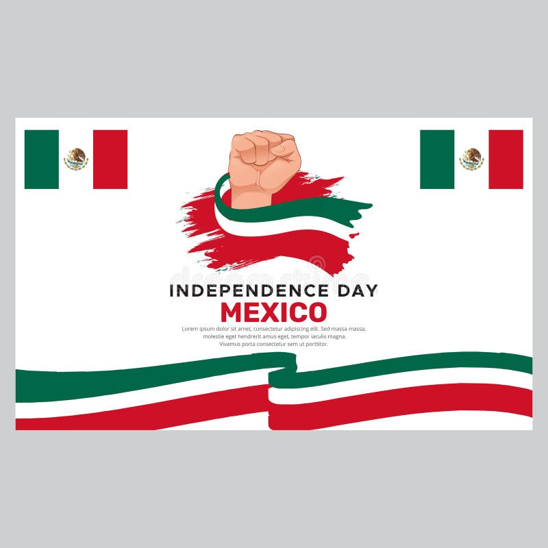 Happy Mexico Independence Day Banner and Hand Flag Design Stock Vector ...