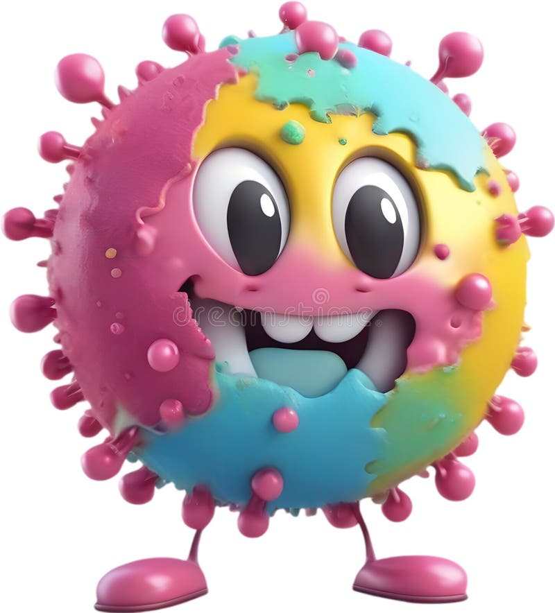 Smiling Virus, Cute Cartoon Pathogen Icon. Stock Photo - Illustration ...
