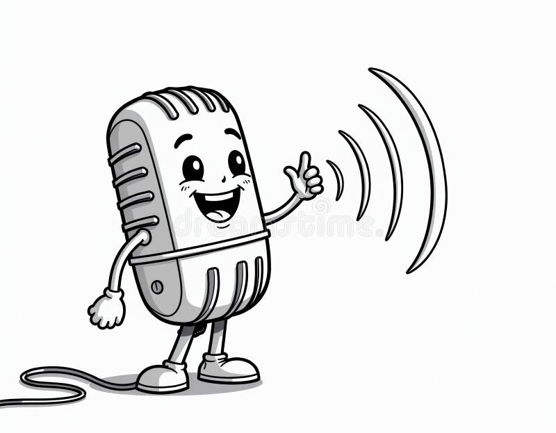 Happy Microphone Cartoon Character Broadcasting Stock Illustration ...