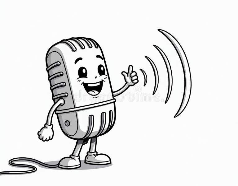 Happy Microphone Cartoon Character Broadcasting Stock Illustration ...
