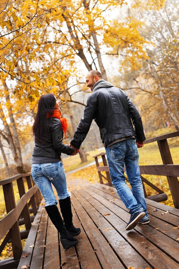 Happy Middle-aged Couple on Autumn Day Stock Photo - Image of happiness ...