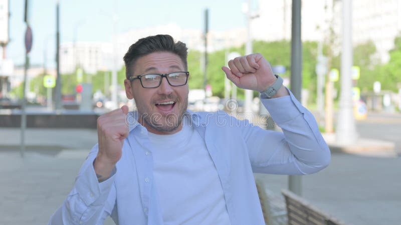 Happy Man Dancing Outdoor, Feeling Excited Stock Photo - Image of party ...