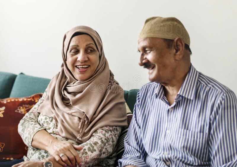 Happy Middle Eastern Mature Couple at Home Stock Image - Image of ...