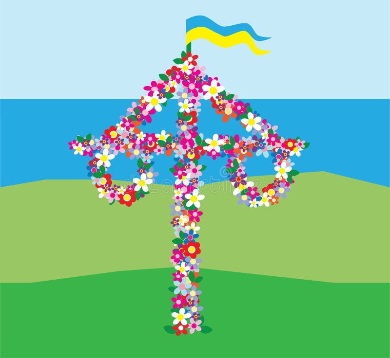 Happy Midsummer Greeting Poster. Floral Wreath and Lettering Glad ...