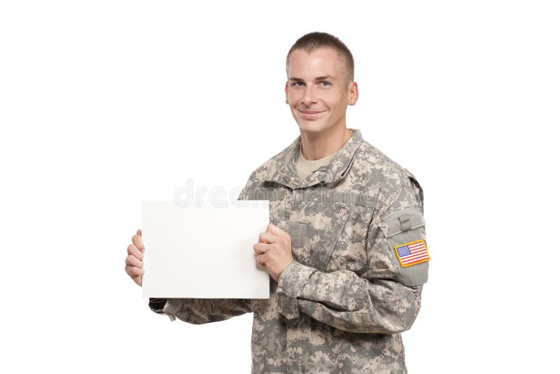 Military Man Holding Blank Sign Stock Photos - Free & Royalty-Free ...