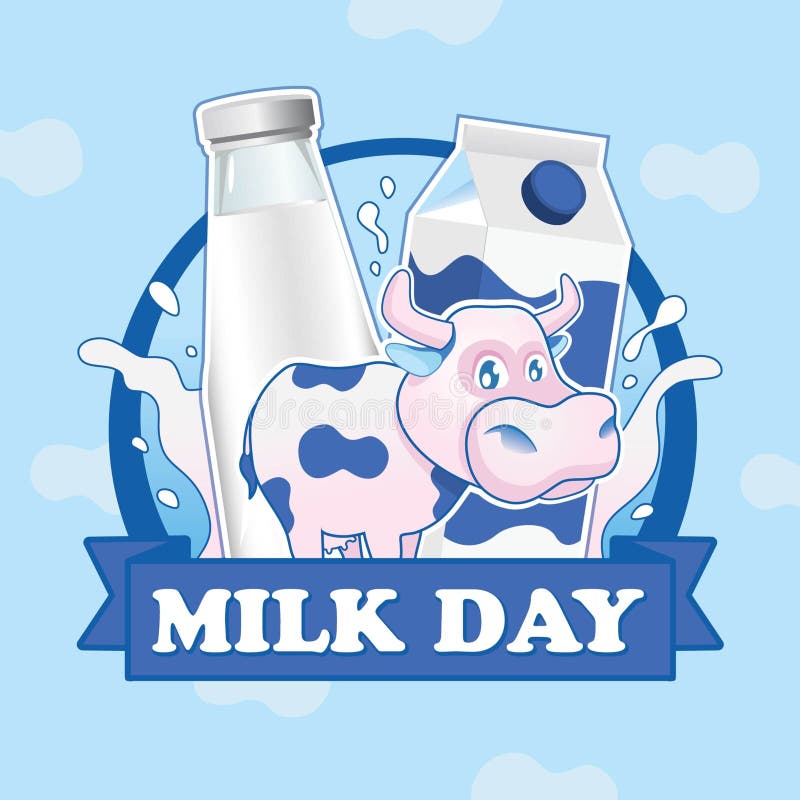 Happy Milk Day with Cow stock illustration. Illustration of symbol ...