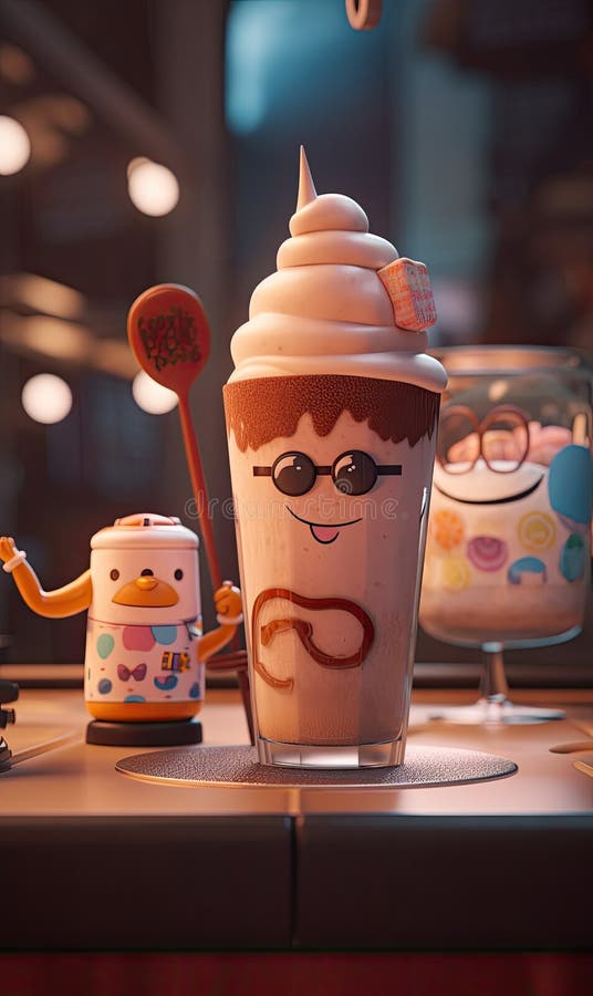 Happy Milkshake Cartoon Character Stock Illustration - Illustration of ...